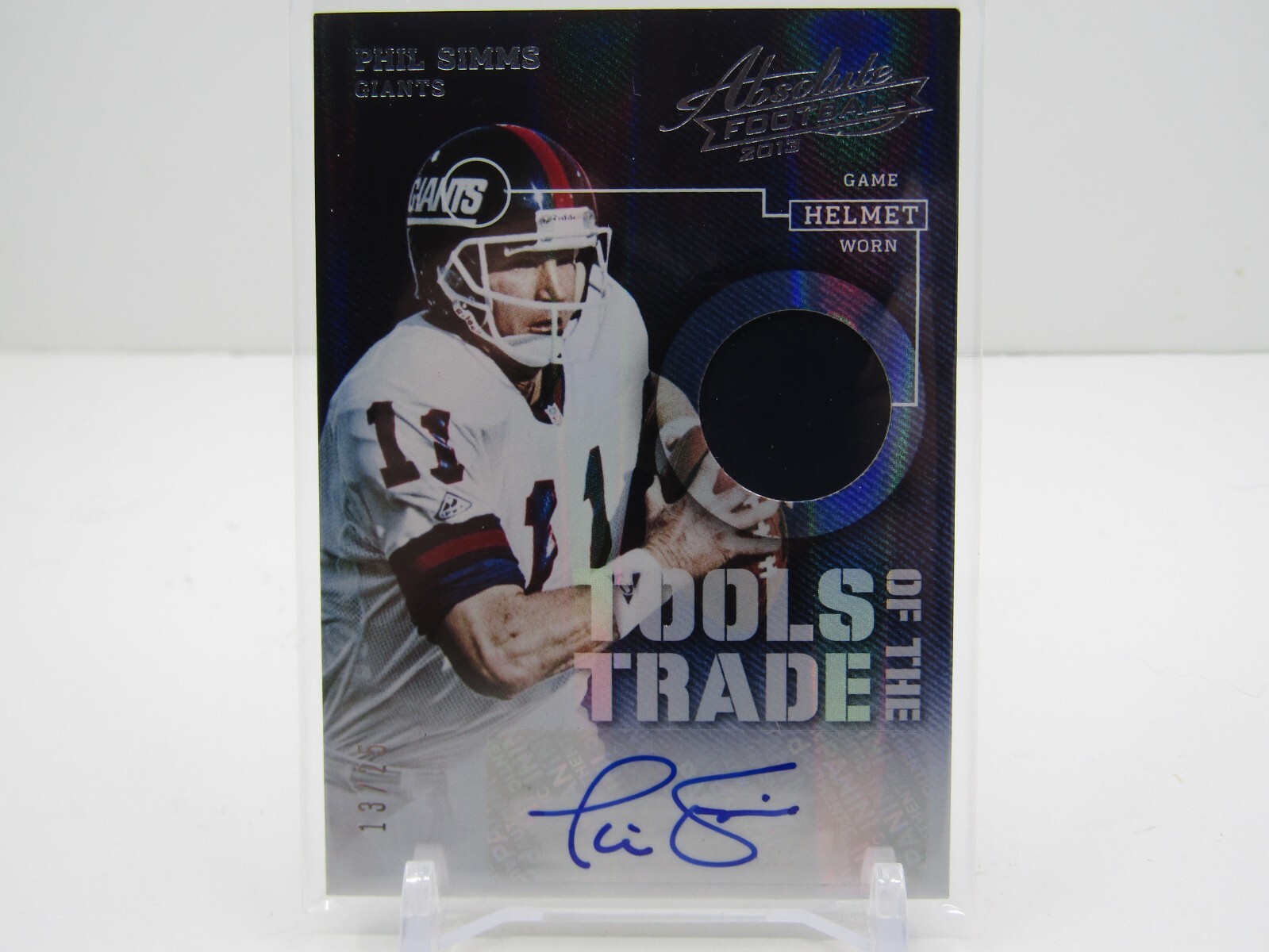 PHIL SIMMS 2013 ABSOLUTE TOOLS OF THE TRADE HELMET PATCH AUTOGRAPH AUTO ...