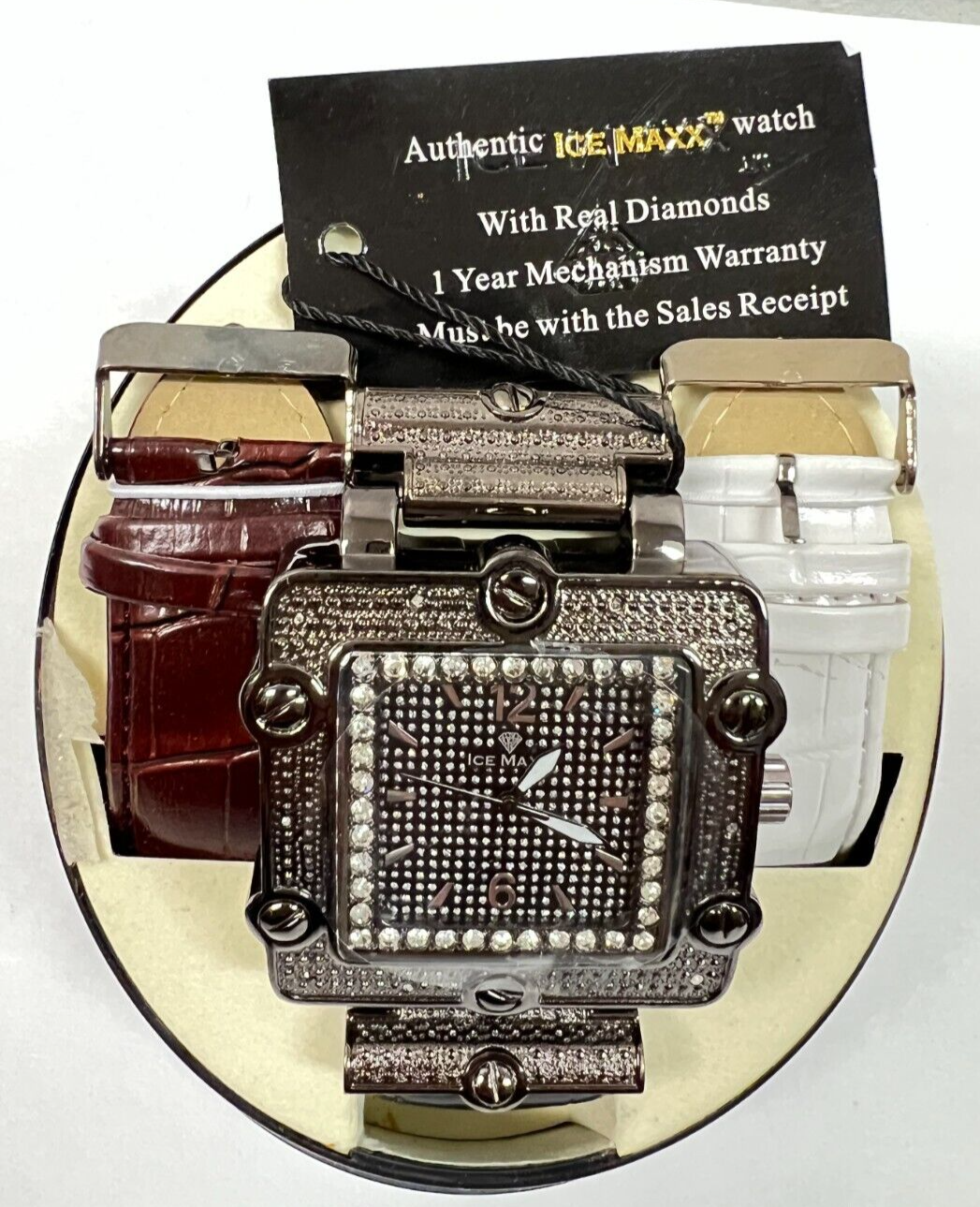 ICE MAXX DIAMOND BEZEL MENS WATCH BLACK ON BLACK NEW IN A BOX | eBay