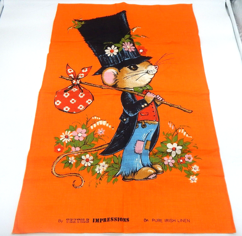 Vintage 1970's Textile Impressions Pure Linen 30 x 19 Tea Towel Hobo ...