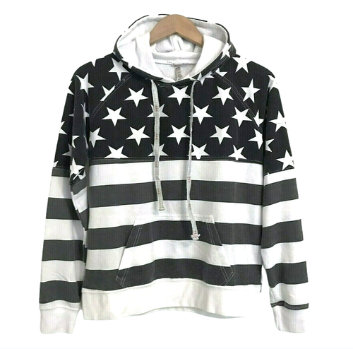 ISAACS DESIGNS COUTURE Stars Stripes Hoodie Hooded Sweatshirt Size M ...