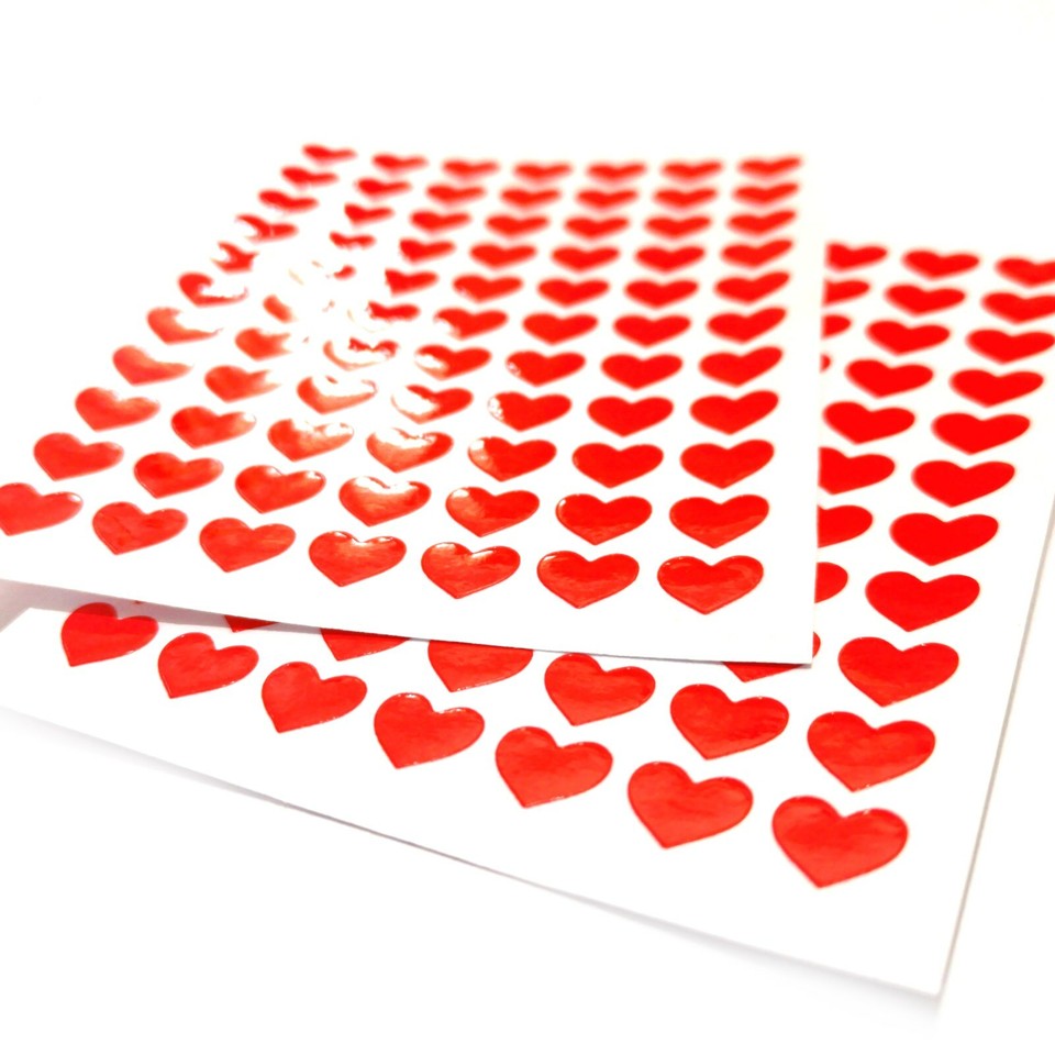 120 Red Heart Stickers 13mm Ideal for Valentines Wedding Mothers Cards ...