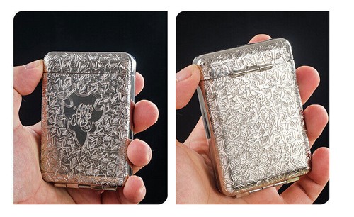 Silver Vintage Portable Metal Flip Top Three Open Cigarette Case For ...