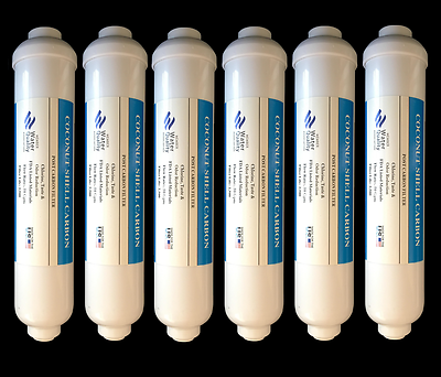 6 Pack of in-line Post/Carbon Polishing Water Filters For RO Standard ...