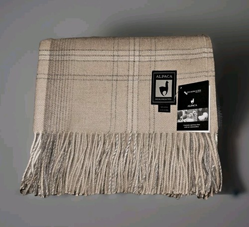 61" × 52" Incalpaca TPX Alpaca Wool Beige Throw Blanket (NEW W/ TAGS ...