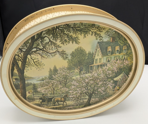 Sunshine Biscuits Tin Both Trays Currier & Ives American Homestead ...