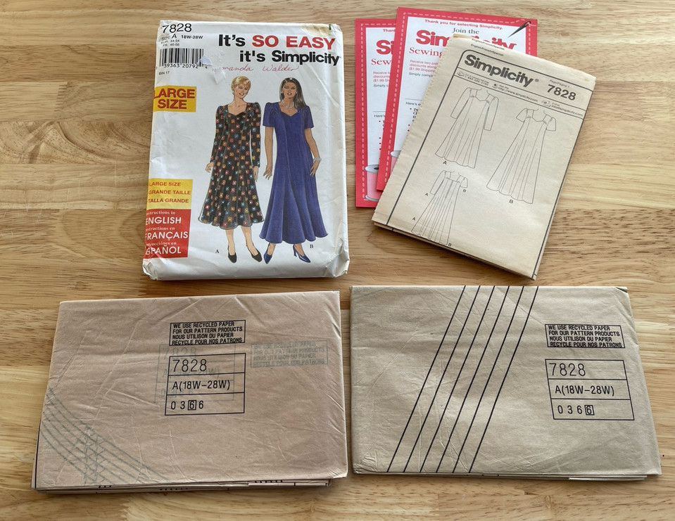 It’s So Easy Simplicity 7828 Women’s Dress Pattern Size 18W-28W Uncut ...