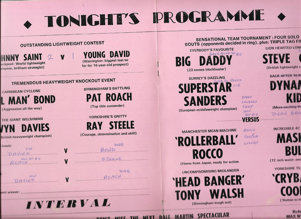 Wrestling Programme 21 November 1979 at ROYAL ALBERT HALL (Big Daddy ...