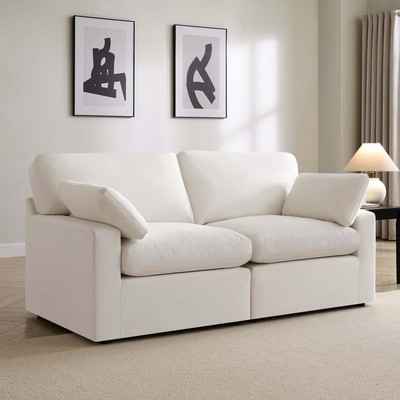 Dusk Cairo Vanilla Linen Feather 2 Seater Sofa RRP £730 | eBay UK