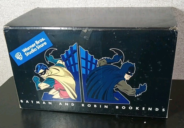 WARNER BROTHERS STORE CLASSIC BATMAN & ROBIN BOOKENDS 1999 New Open Box ...