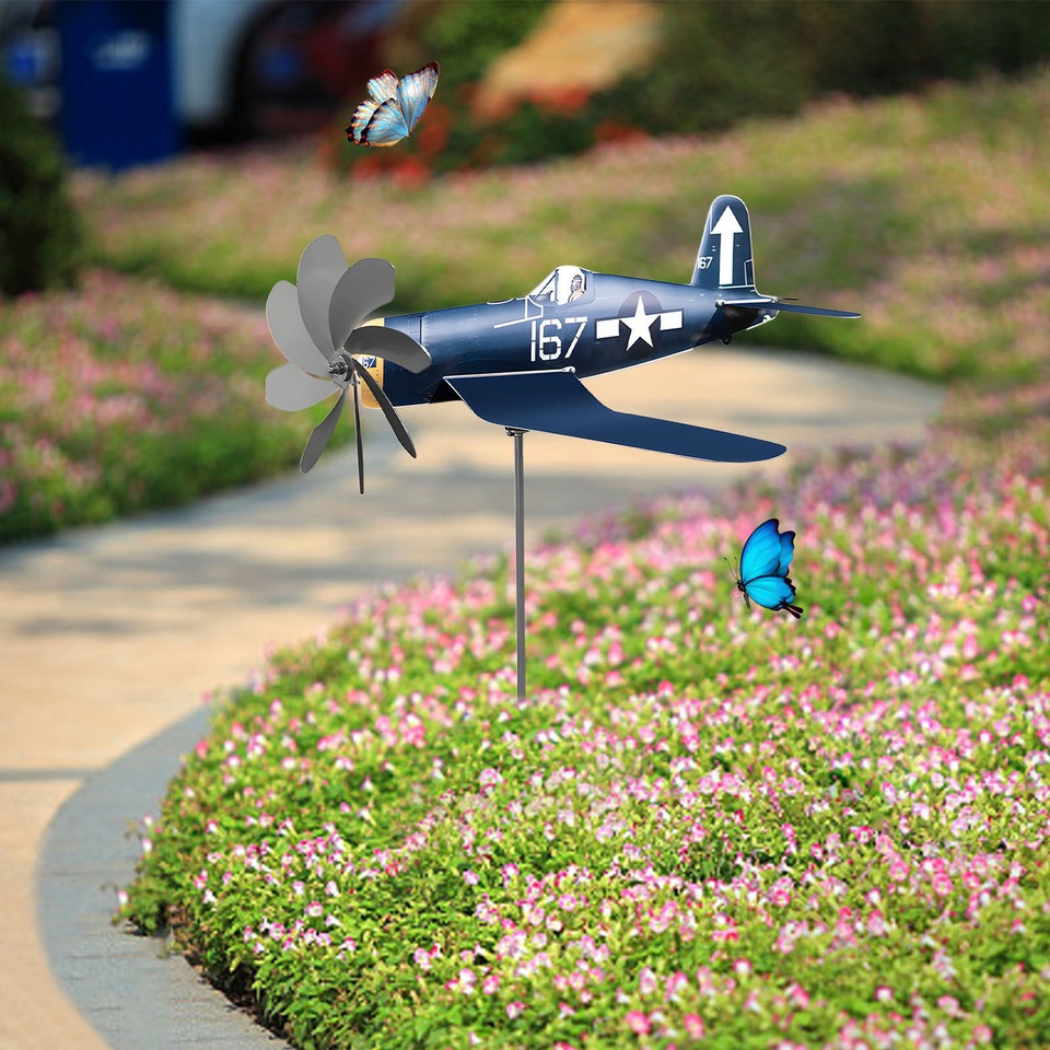 2D Airplane Wind Spinners Metal Pinwheels Outdoor Aircraft Windmill ...