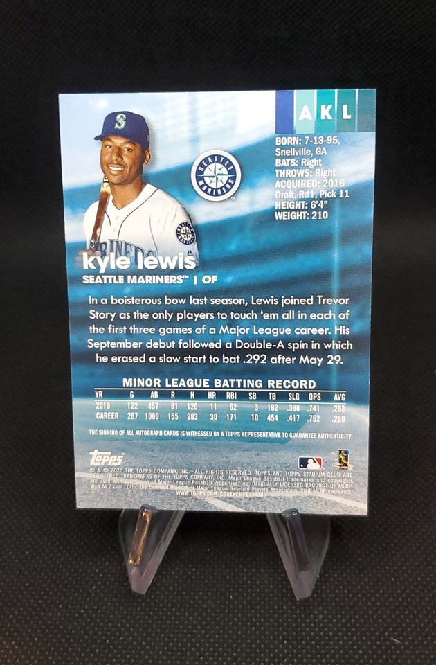 2020 Topps Stadium Club Kyle Lewis Rookie Auto Autograph RC #AKL ...