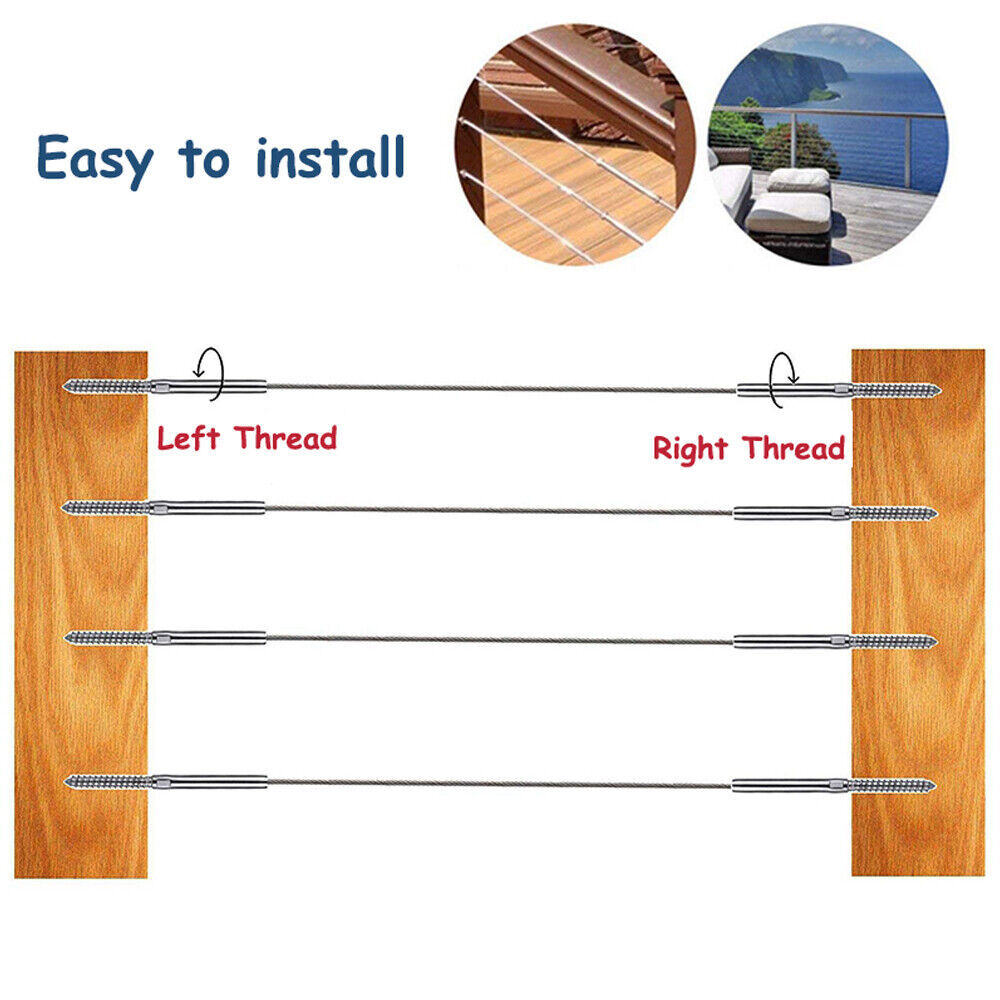 Stainless Steel Wire Balustrade Kit 3.2mm Lag Screw Term Swage Fittings ...
