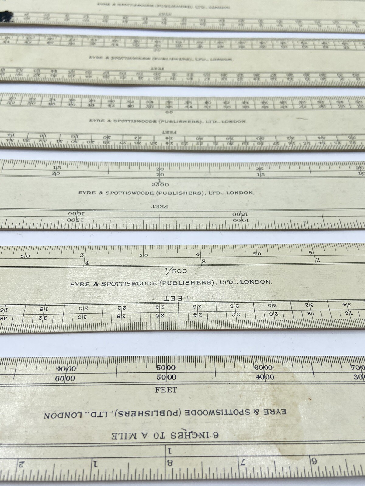 WW2 1930s British Surveyor’s set of 9 Cardboard scales Eyre ...