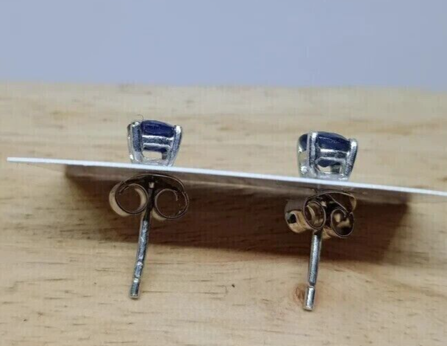 Push Back Stud Earrings 14k White Gold 1.00Ct Round Cut Natural Blue ...
