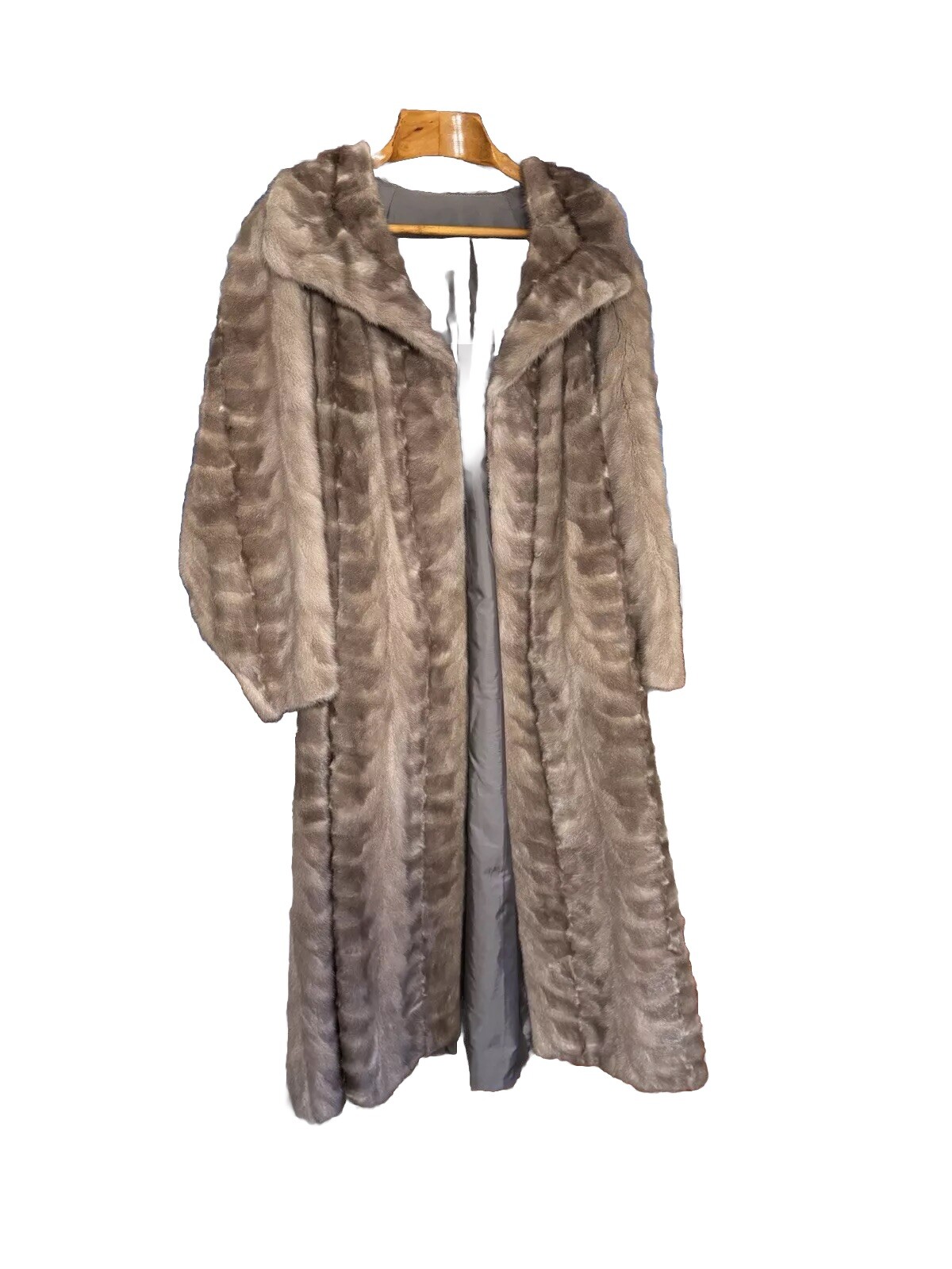 Stunning Grey Mink Fur Coat Long Large See Notes - Gem