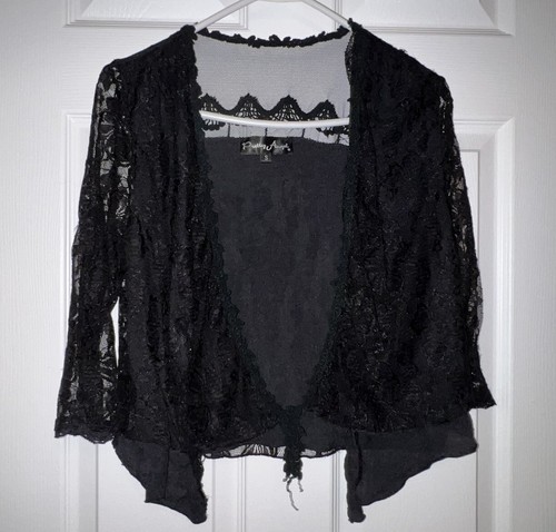 Pretty Angel Bolero Womens Small Cardigan Black Lace Small Whimsical ...