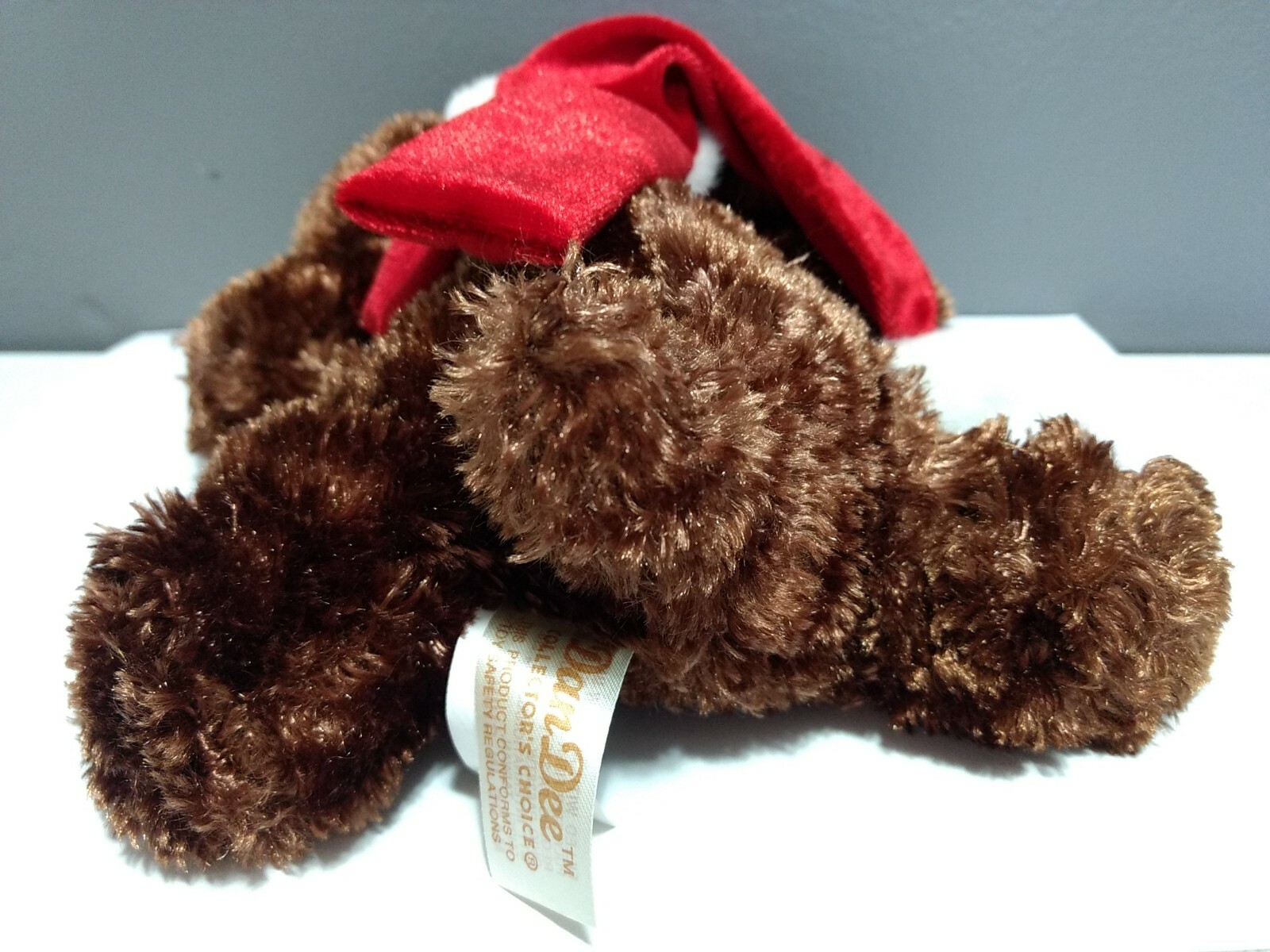 Dan Dee Plush Christmas Brown Dog Puppy 9" Red White Santa Hat & Scarf ...