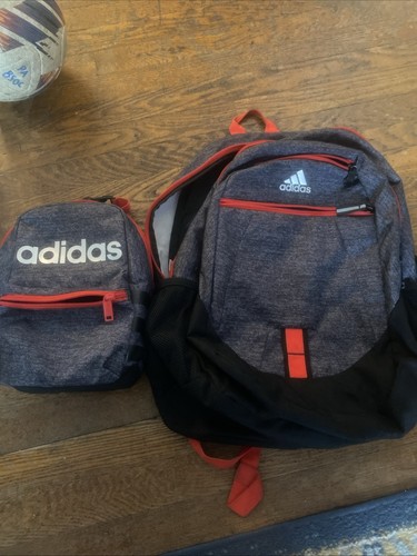 Adidas Backpack School Bag Red/Black /Gray W/ Insulated Lunch Bag | eBay