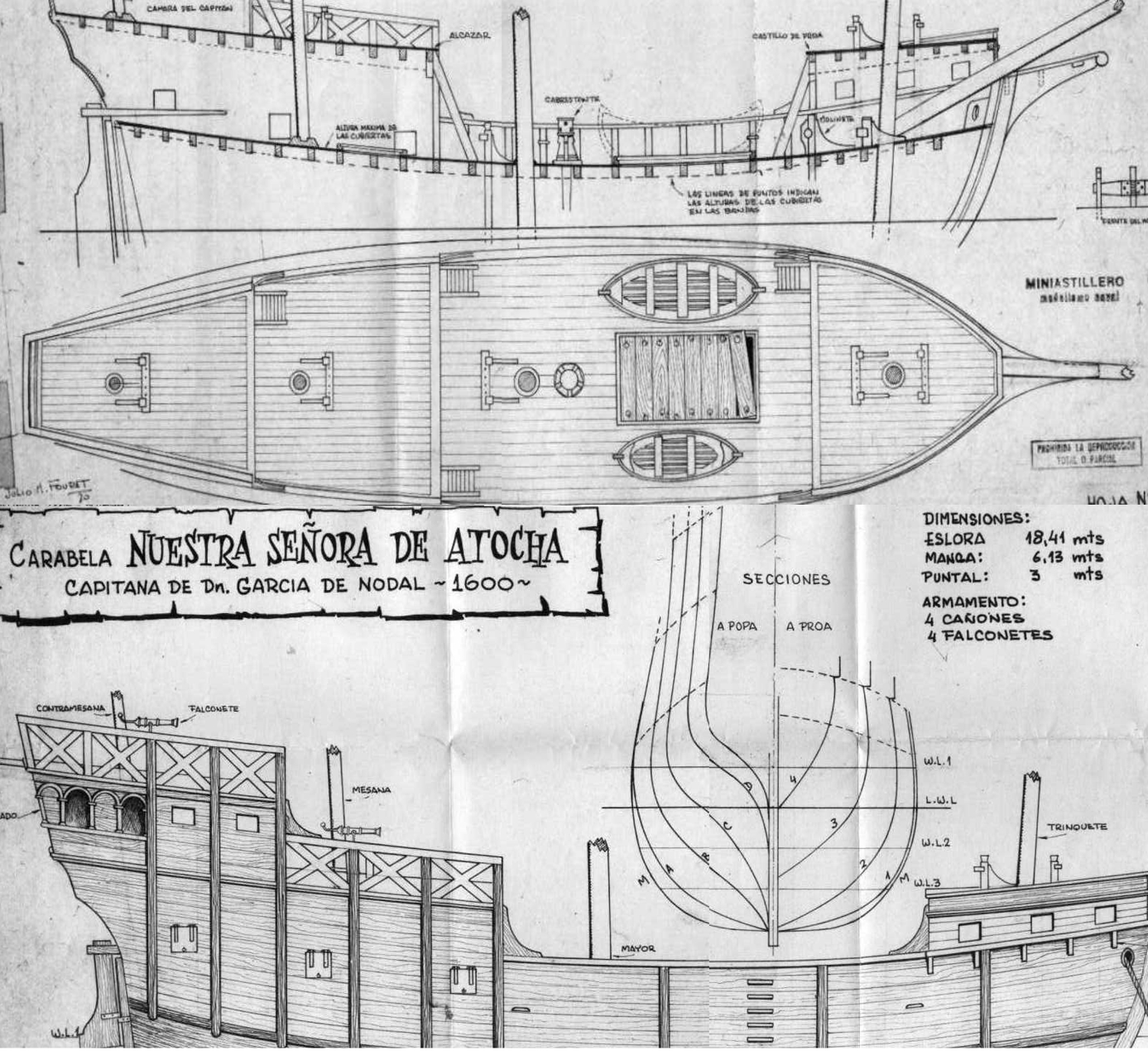 Caravel Nuestra Senora De Atocha 1620 ship model plans Printed 11in x ...