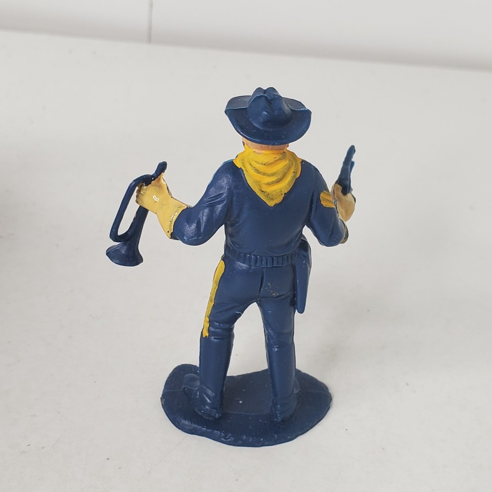 Vintage Marx Cowboys Frontier Figure Hand Painted Soldier Blue Yellow ...