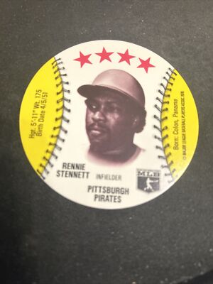 1976 MSA Discs Isaly’s Sweet William Oddball Rennie Stennett Pirates ...