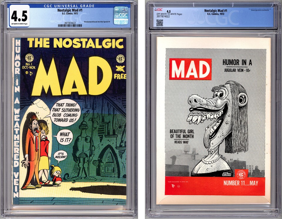 MAD #1 CGC 4.5 AKA THE NOSTALGIC MAD #1 WOOD KURTZMAN 20TH ANN REPRINT ...
