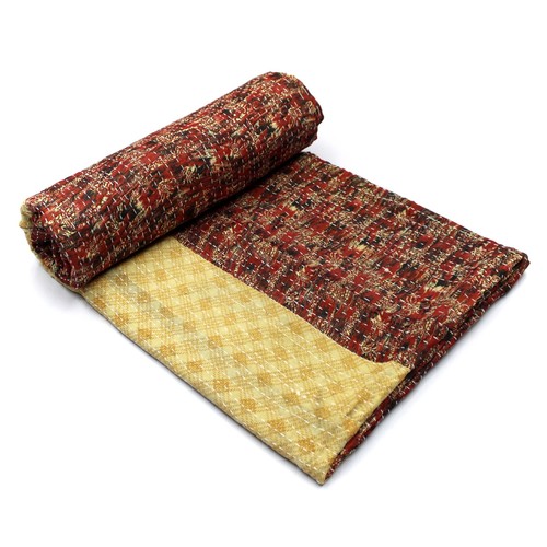 Vintage Kantha Quilt Indian Handmade Cotton Counterpane Bedding Throw ...