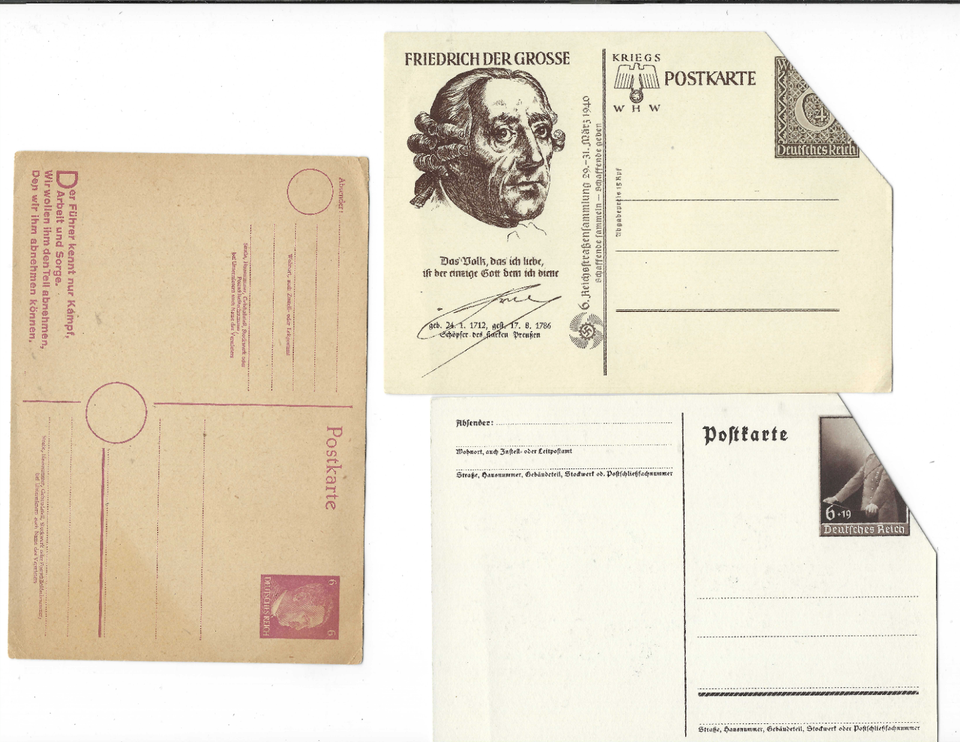 849 Germany Hitler defaced postalcards WW2 Hitler Nazi swastika | eBay