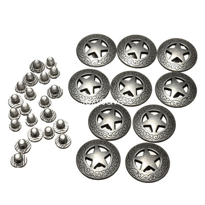 3/4" Western Texas Star Concho Buttons Snap Fastener Silver Color 21mm ...