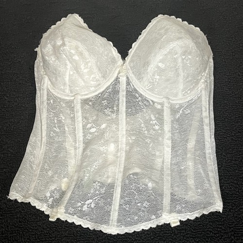 CARNIVAL White Lace Bustier Strapless Bra Corset Longline 36D # 313 ...