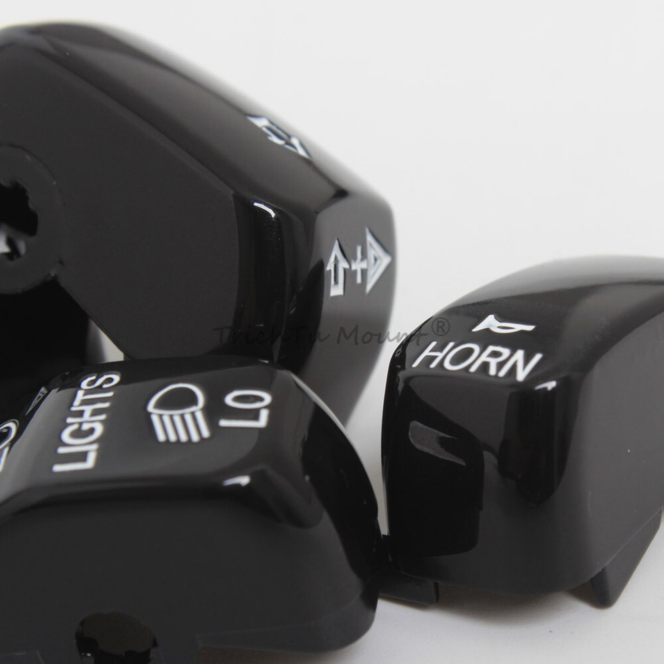 6pcs Black Switch Cap Kit Button Cover For Harley Softail Sportster ...