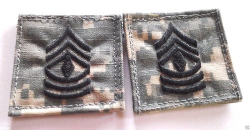 1 PAIR U.S ARMY 1ST SERGEANT RANK TABS ACU W/ HOOK BACKING (2" x 2 ...