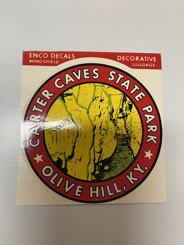 Vintage Round ENCO Water Windshield Decal Carter Caves State Park Olive ...