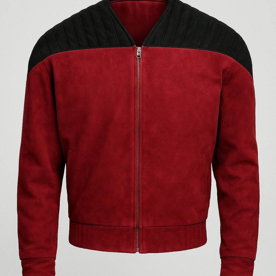 Star Trek TNG Captain Picard Red Bomber Jacket Men's Uniform Cosplay | eBay