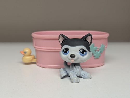 Littlest Pet Shop Husky #210 Authentic Pink Bathtub LPS Hasbro | eBay