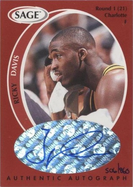 1998 SAGE - Authentic Autograph #A10 Ricky Davis, Ricky Davis /860 (AU ...