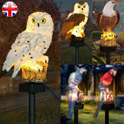 Owl LED Solar Powered Garden Light Outdoor Ornament Lawn Waterproof ...