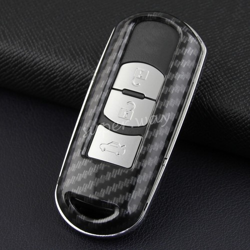 For Mazda 2013-2020 Carbon Fiber Hard Smart Key Fob Case Shell Cover ...