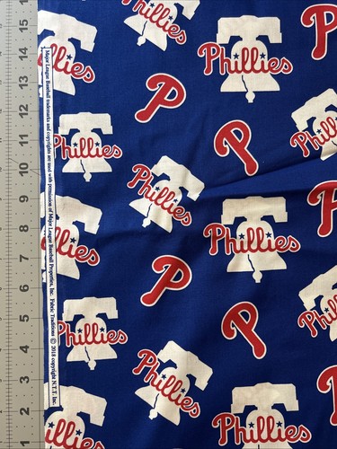 MLB Philadelphia PHILLIES Baseball 1/2 yard (18 by 58”) Cotton Fabric ...