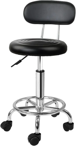 Round PU Salon Stool, Bar Stools Swivel Lounge Drafting Chair Piano ...