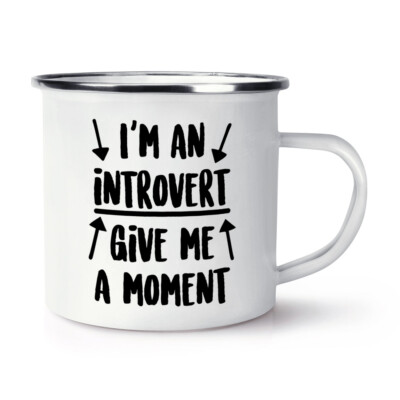 I'm An Introvert Give Me A Moment Enamel Mug Cup Shy Quote Funny Joke ...