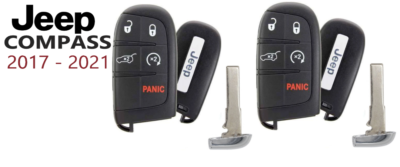 2 Smart Key For Jeep Compass 2017 - 2021 5 button M3N-40821302 4A Chip ...
