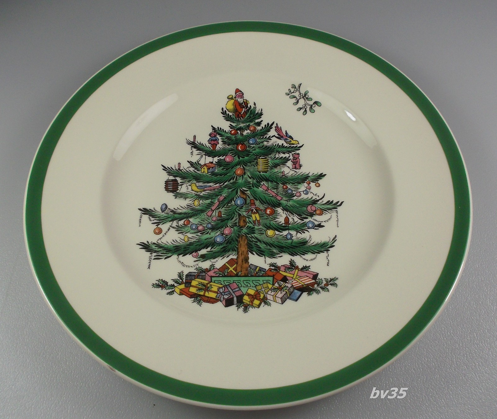 SPODE CHRISTMAS TREE SALAD PLATE 7 3/4" -OLDER BACKSTAMP - PERFECT! | eBay