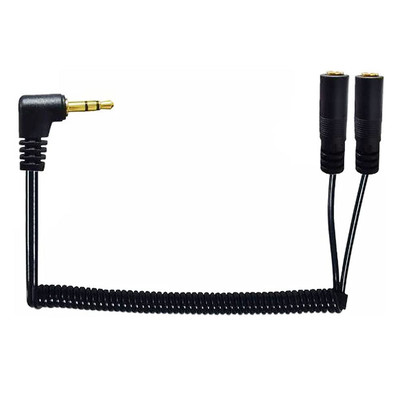 Coiled 1 to 2 Way Splitter Cable, 90 Degree Angle Male to Dual Female ...