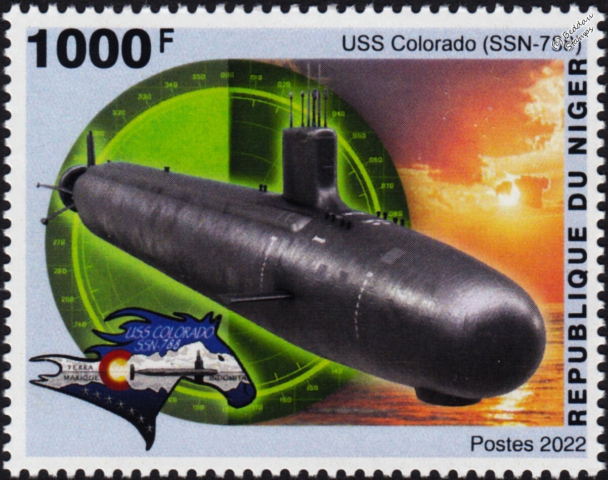 USS COLORADO SSN-788 US Navy Virginia-Class Submarine Warship Stamp ...