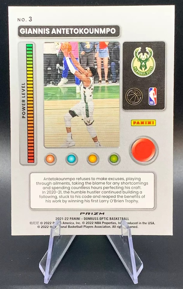 2021-22 Giannis Antetokounmpo #3 Donruss Optic T-Minus 3..2..1 Purple ...