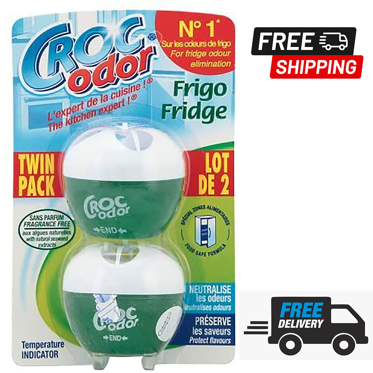 Croc Odor Twin Pack Fridge Fresh Neutralise Smell Odour Fresheners | eBay