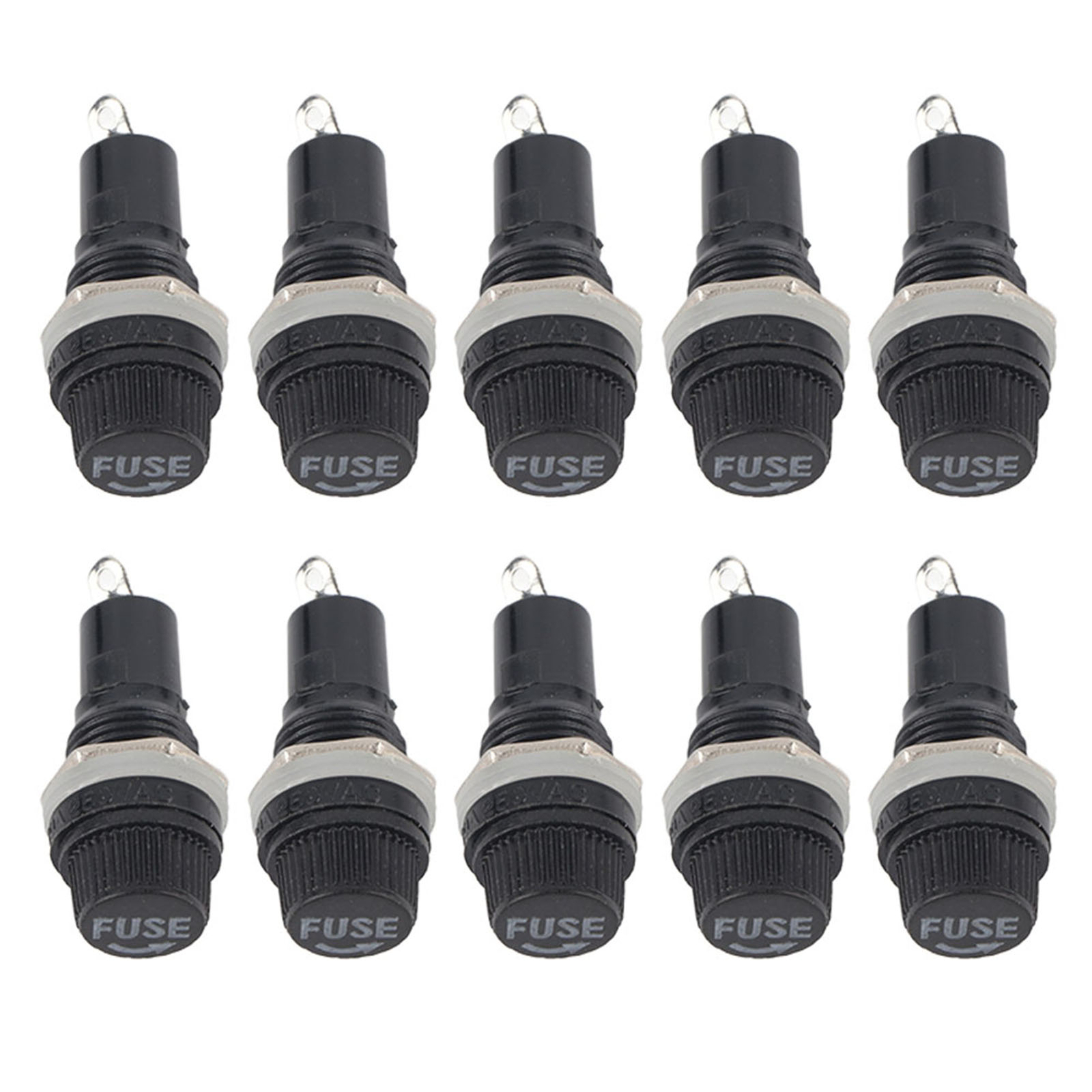 10pcs Panel Mount Screw Cap Fuse Holder Case For Radio Glass Tube Fuses ...