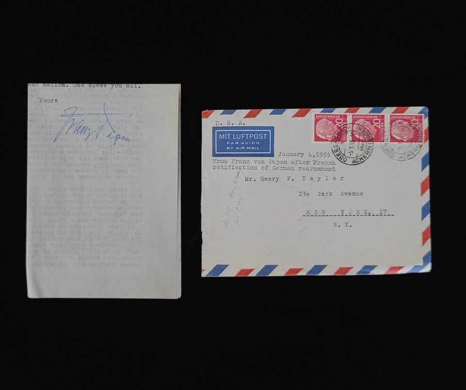 Germany Reich Chancellor Franz von Papen Signed Autograph Letter Adolf ...