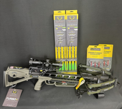 TenPoint Turbo X Crossbow Moss Green 6 Bolts 6 Center Punch Broadheads ...